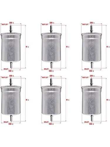 6 x Sakura In-Line Fuel Filter FS-3108 fits Volkswagen New Beetle 1.8 ...