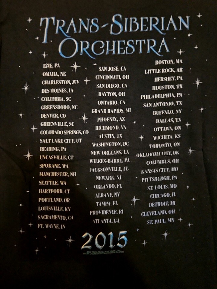 Trans Siberian Orchestra Concert T Shirt Tour 2015 TSO 2 Sided Wolf ...