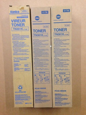 3pk Genuine Konica Minolta TN301K Black Toner 950246 (7130) SAME DAY ...