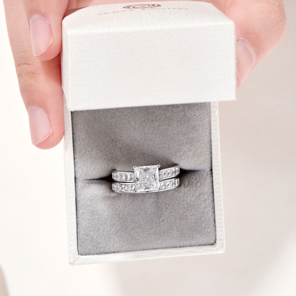 2Carat Princess Cut Cut Promise Ring Sterling Silver Engagement Wedding ...