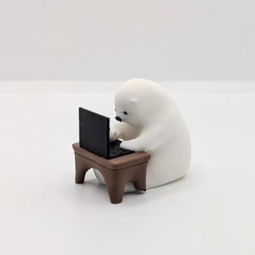 3D Printed Cartoon Mini Coder Bear Statue Figures Cute Desktop ...
