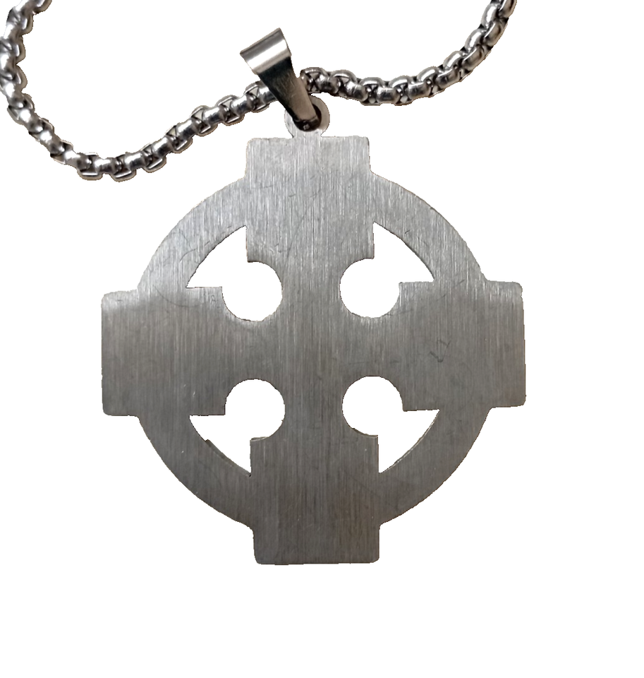 STPC 013 = CELTIC Solar cross 35mm Diameter Flat STEEL pendant on 23 ...