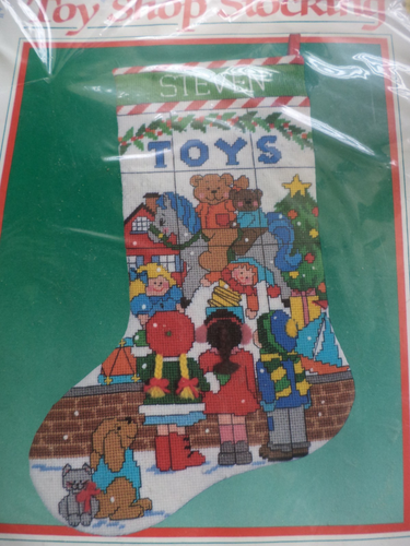 Dimensions Christmas Stocking Needlepoint Kit Toy Shop Stocking 1988 | eBay