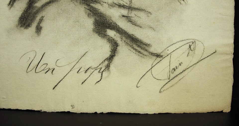 Un Pope Drawing Charcoal 1904 Signature To Determine Priest Christian ...
