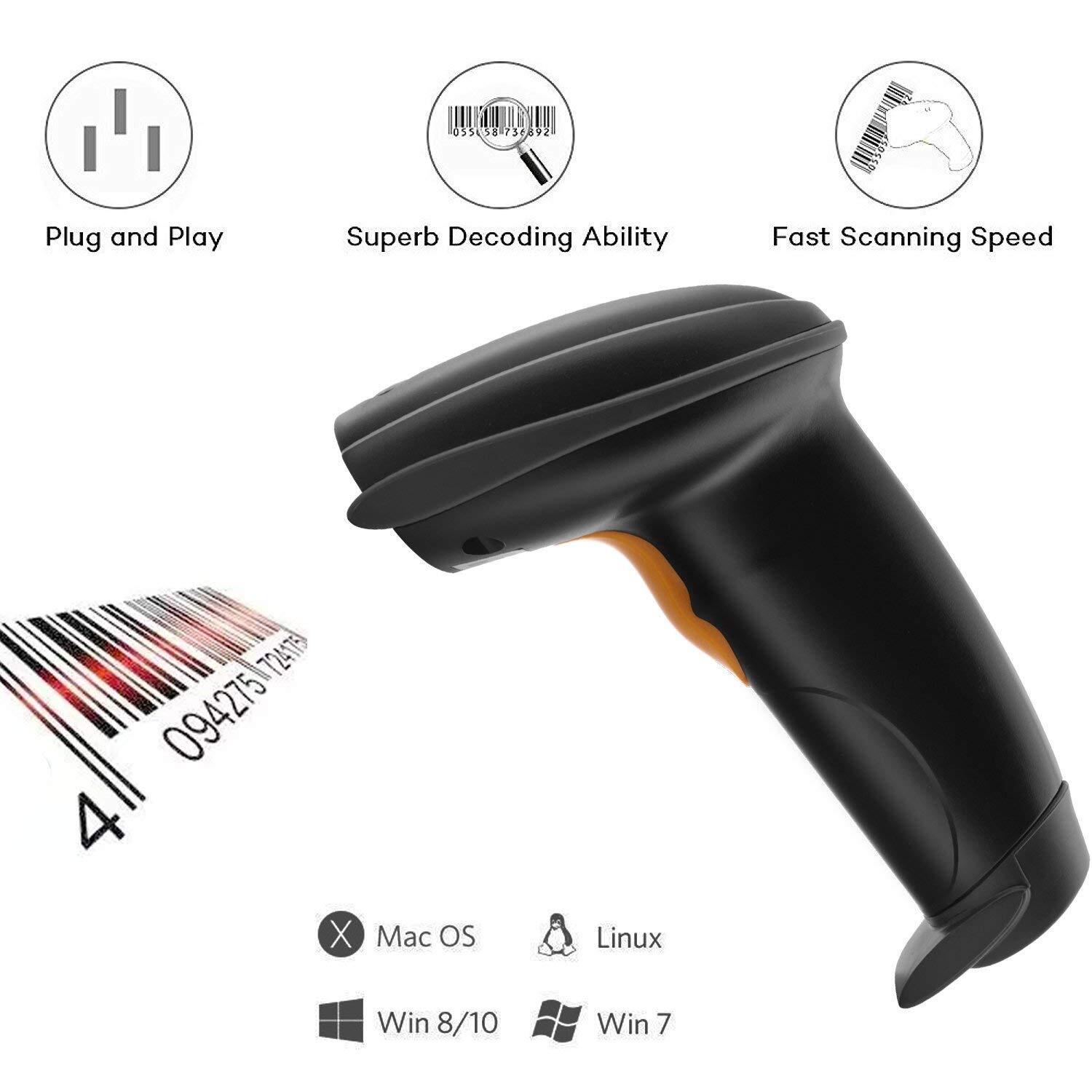 1D Wired Bar Code Scanners Readers for Computers PC USB Cable Laser ...