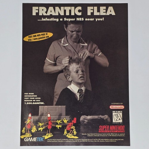 Frantic Flea Super Nintendo SNES Infesting Print Ad/Poster Promo Art | eBay