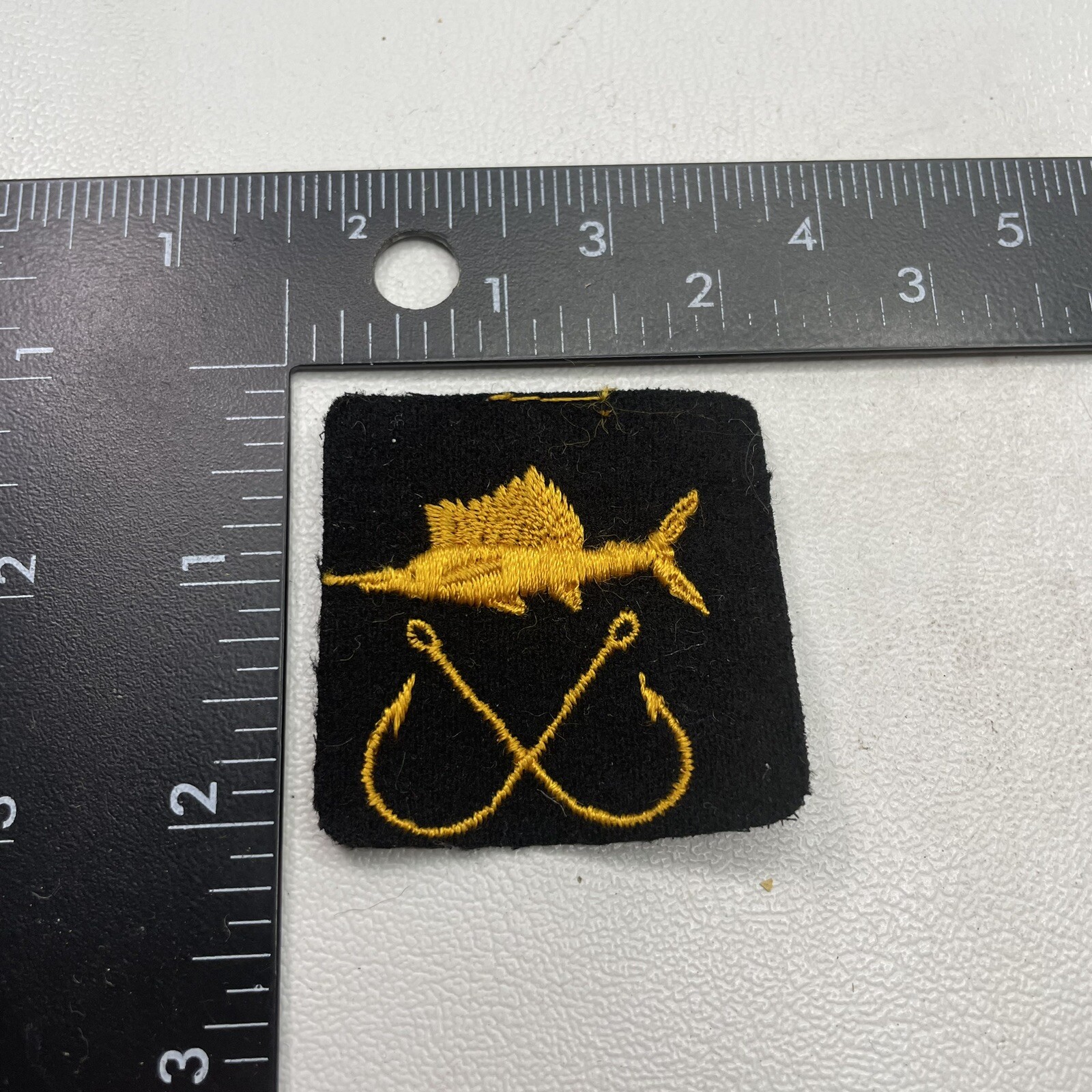 Small Fish & Crossed Hooks Angler Patch 371D | eBay