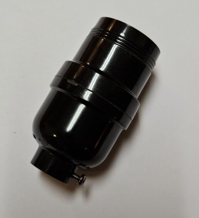 BLACK BAKELITE FULL KEYLESS LAMP SOCKET WITH UNO THREADS E26 NEW 30540J ...