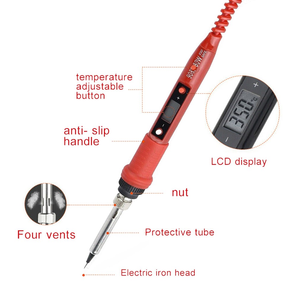US 110V 80W Soldering Iron Gun Adjustable Temperature Welding 1.0 ...