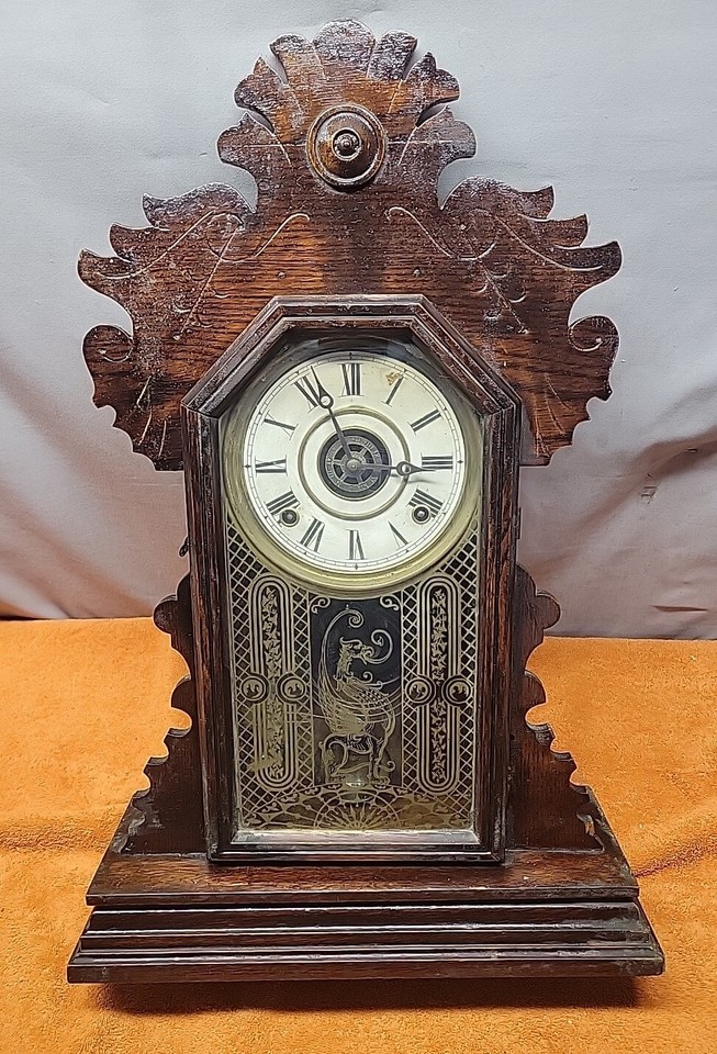 V•Antique Victorian Wood Clock Made by the Ingram Co. Bristol Conn Used ...