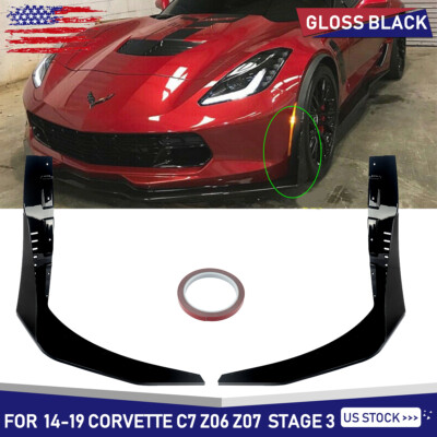 For 14-19 Corvette C7 Z06 Stage 3 Front Splitter Extension Winglets ...