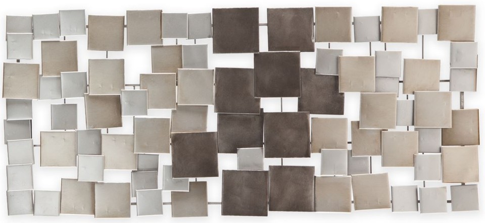 Geometric Silver Huge Abstract Metal Wall Art Display Modern Square ...
