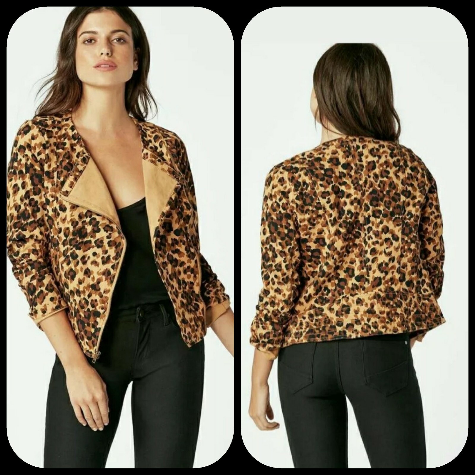 Chic & Lovely Lightweight Short Leopard Print Loose Moto Cropped Jacket ...