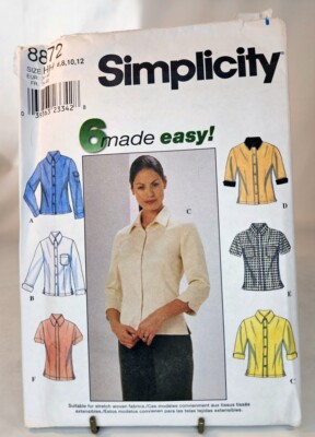 Pattern Misses Shirts Button Down Six Variations Size 6-12 Simplicity ...