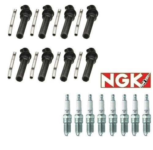 NGK PLATINUM Spark Plugs & Coil Boots Kit for Ford Mustang E150 F150 4 ...