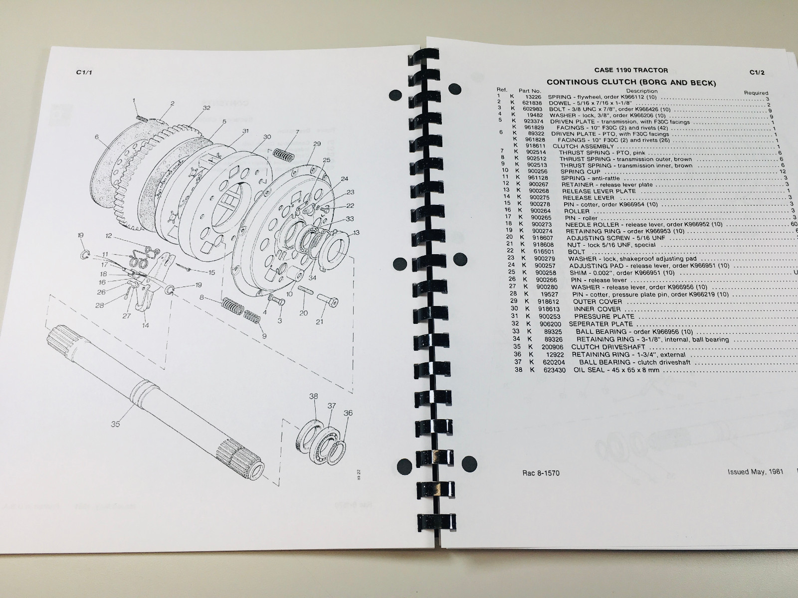 Case 1190 Tractor Parts Manual Catalog Book Exploded Views Names ...