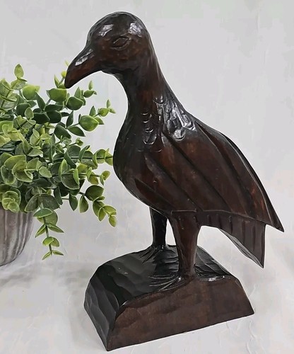 Vtg Lester Clarke Hand Carved Bird 9" Wood Folk Art Figurine Jamaica ...