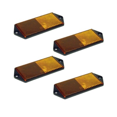 4 x Amber Reflectors Side 125mm x 50mm Trailer Caravan Horse Box Ifor ...