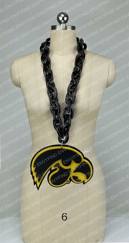 New NCAA IOWA HAWKEYES Big Fan Chain BLACK Necklace with Foam LOGO | eBay