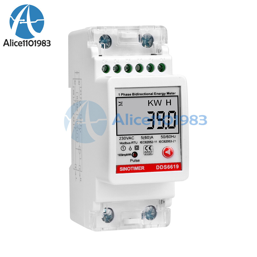Single Phase AC 230V 60A Electricity Energy Meter KWH RS485 Modbus RTU ...