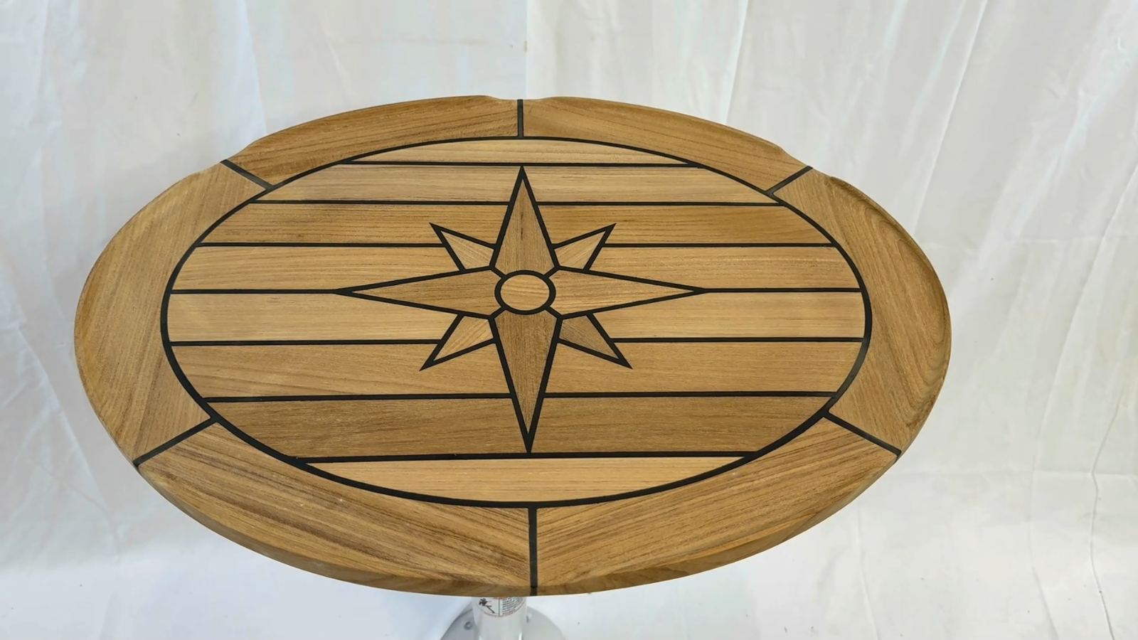 Boat Oval Teak Table Top 17.3x22.8 Inch Ellipse Star Inlay Marine Yacht ...