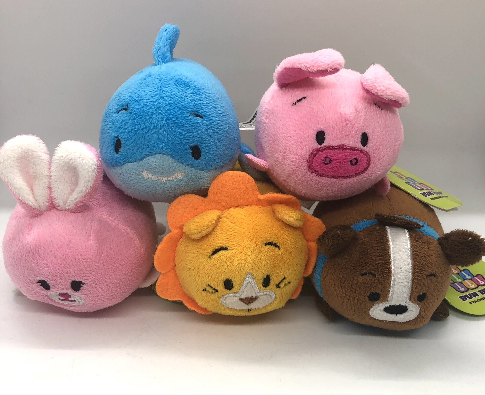 Lot of 5 NWT Bun Bun Stacking Plush Stuffed Animals Pig Bunny Dog Lion ...