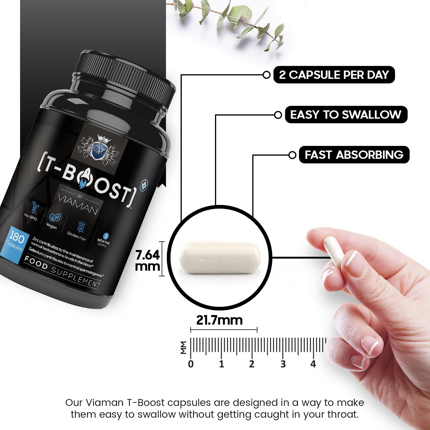 Viaman Test Booster for Men 180 Vegan Capsules Climax intimate Male ...