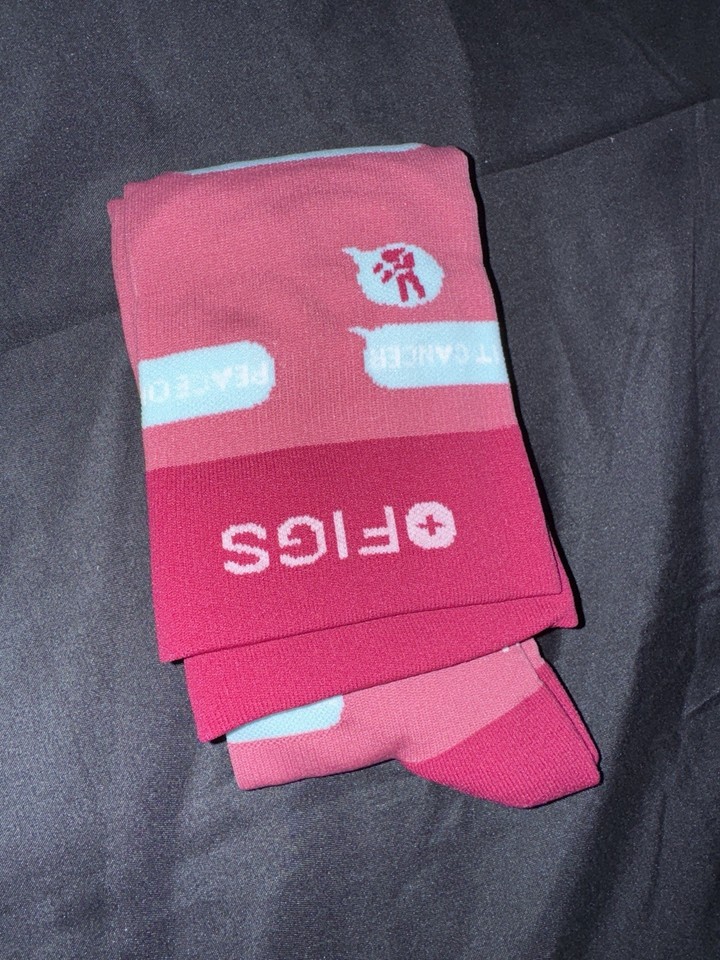 FIGS Compression Socks Peace Out Cancer Awareness Pink Size Small NEW ...
