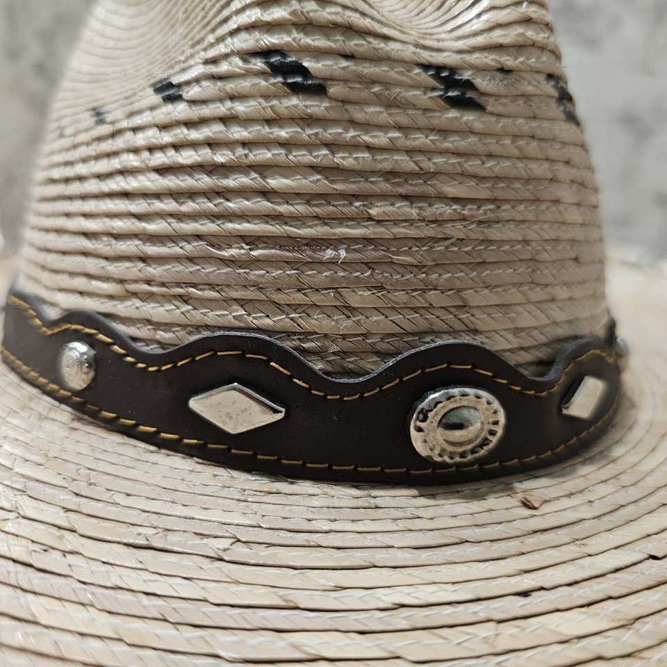 Alamo Straw/Palm Charro Hat O/S 7”Brim Band Ties Sombrero Western ...