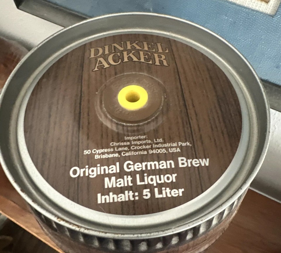 Dinkel Acker Barrel Can/1.32 Gallon Vintage Collectable/empty/fun man ...