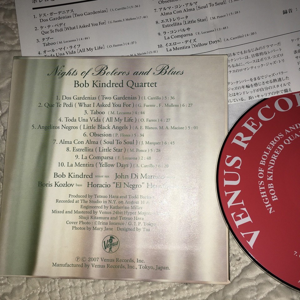 Bob Kindred quartet Nights of Boleros and Blues venus Japan Venus mini ...