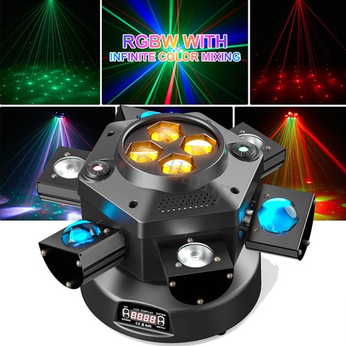 200W 6-Armed Rotate Laser Light RGBW DMX Stage Lighting DJ Disco Party ...