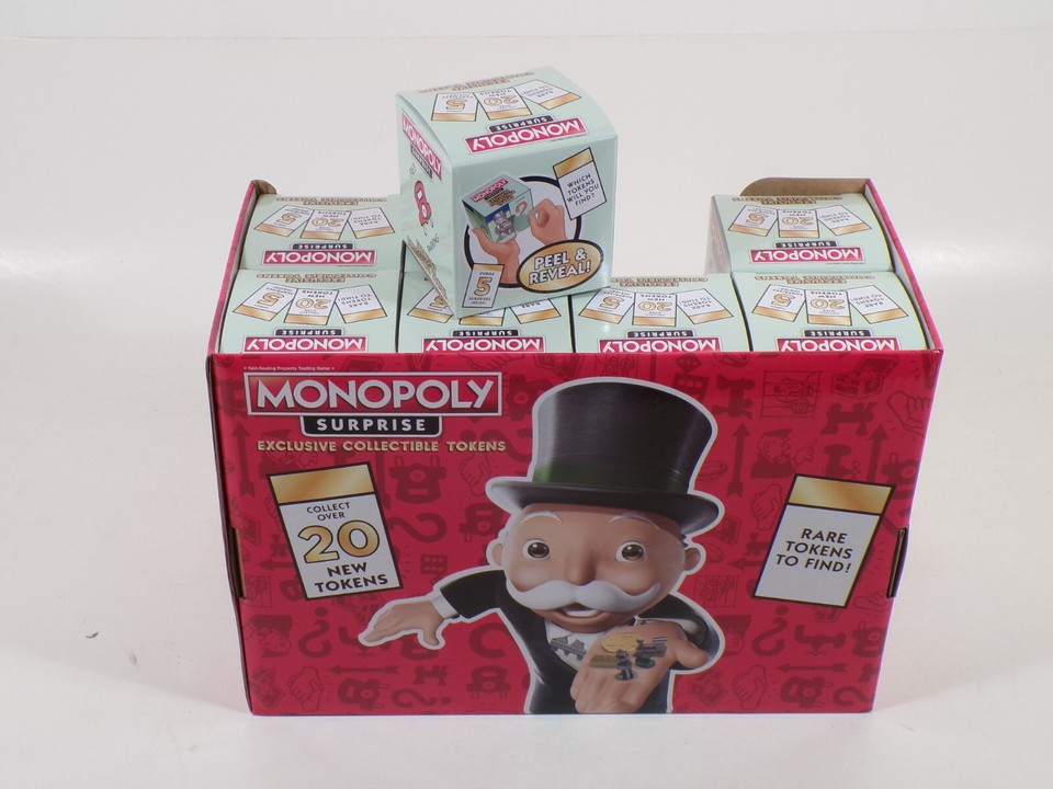 Monopoly Surprise Exclusive Collectible Tokens 16 Blind Boxes & Display ...