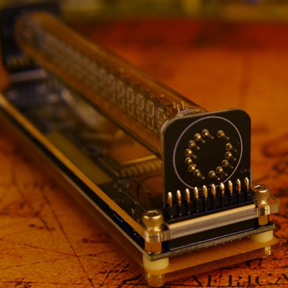 IV27 Desk Clock with Fluorescent Tube Display RGB Backlight and Remote ...