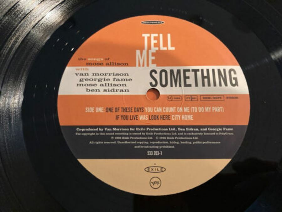 VAN MORRISON TELL ME SOMETHING SONGS OF MOSE ALLISON LP 1996 w INNER NM ...