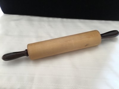 Vintage 18” long Wood Wooden Rolling Pin with Brown Handles (Q24) | eBay