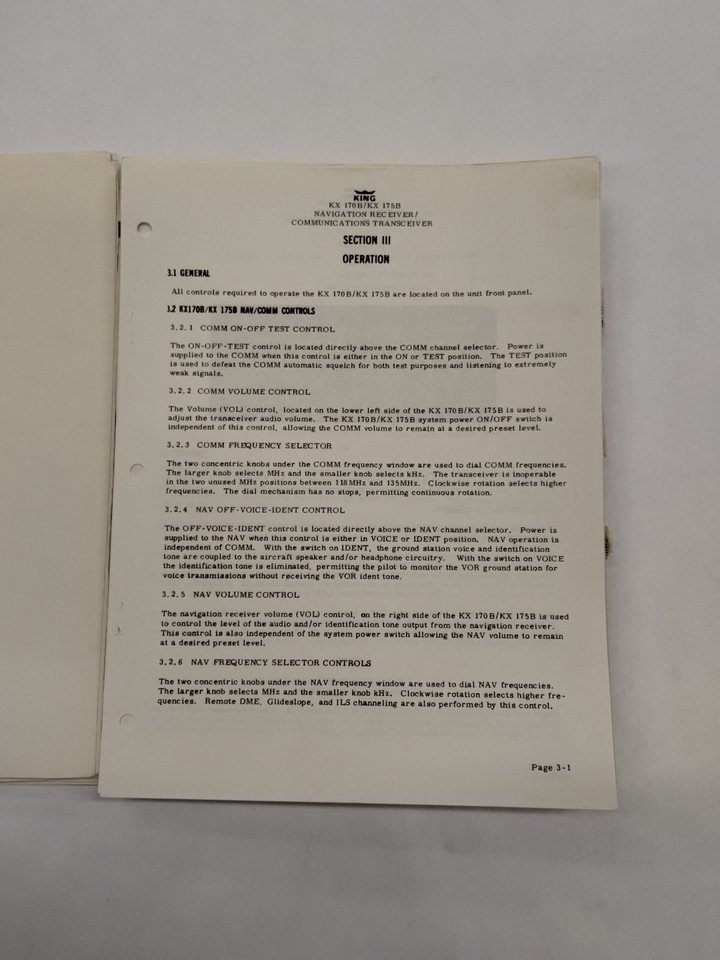 King KX-170B/KX-175B Navigation Receiver/Communications Transceiver ...