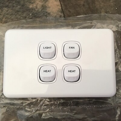 AUSTEC 4 GANG WALL SWITCH FAN HEAT HEAT LIGHT WHITE BATHROOM 3IN1 ...