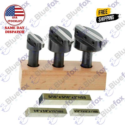 1/2" SHANK 3/4", 1-1/8", 1-1/2" FLY CUTTER SET & 6pc HSS SQUARE TOOL ...
