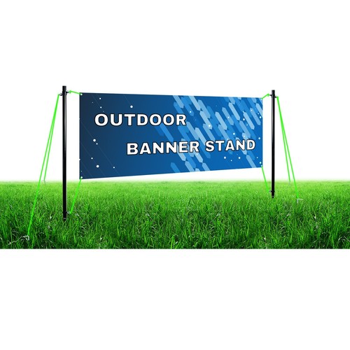 Outdoor Horizontal Banner Post Advertising Banner Stand with Carrying ...
