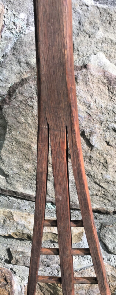 RARE 57" Long Early American Primitive Hand Carved Three Pronged Wooden ...