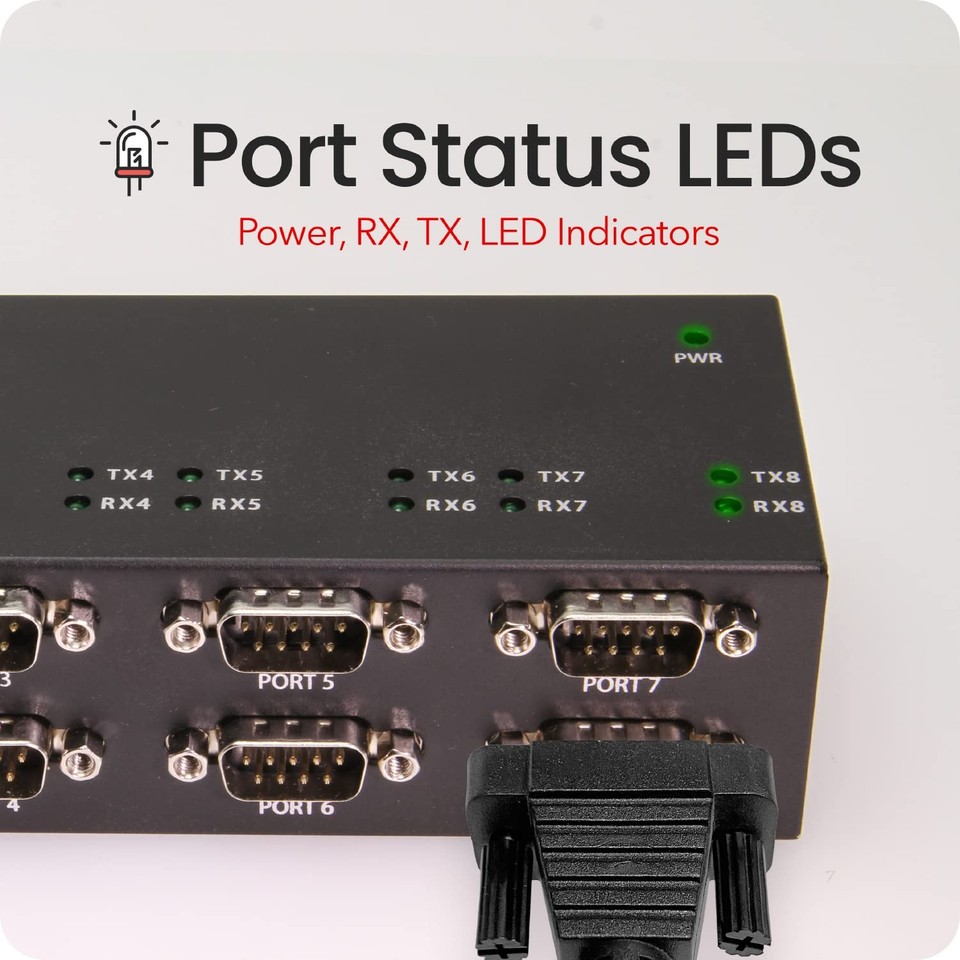 Industrial 8-Port USB to Serial Adapter DB9 RS-232 with FTDI Chipset ...
