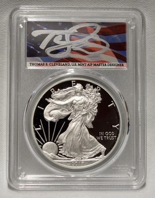 2017 $1 W Silver Eagle Coin PCGS PR70DCAM FDOI Thomas Cleveland Signed ...
