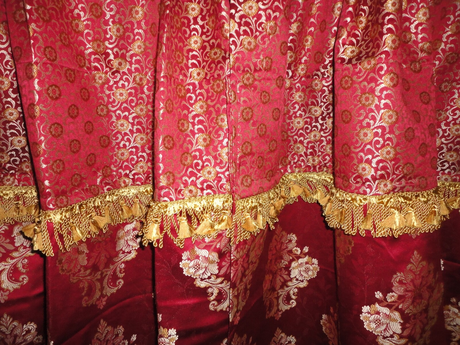 CUSTOM WATERFORD CHARLEMONT RUBY RED GOLD FLORAL (2P) CURTAINS PANELS ...