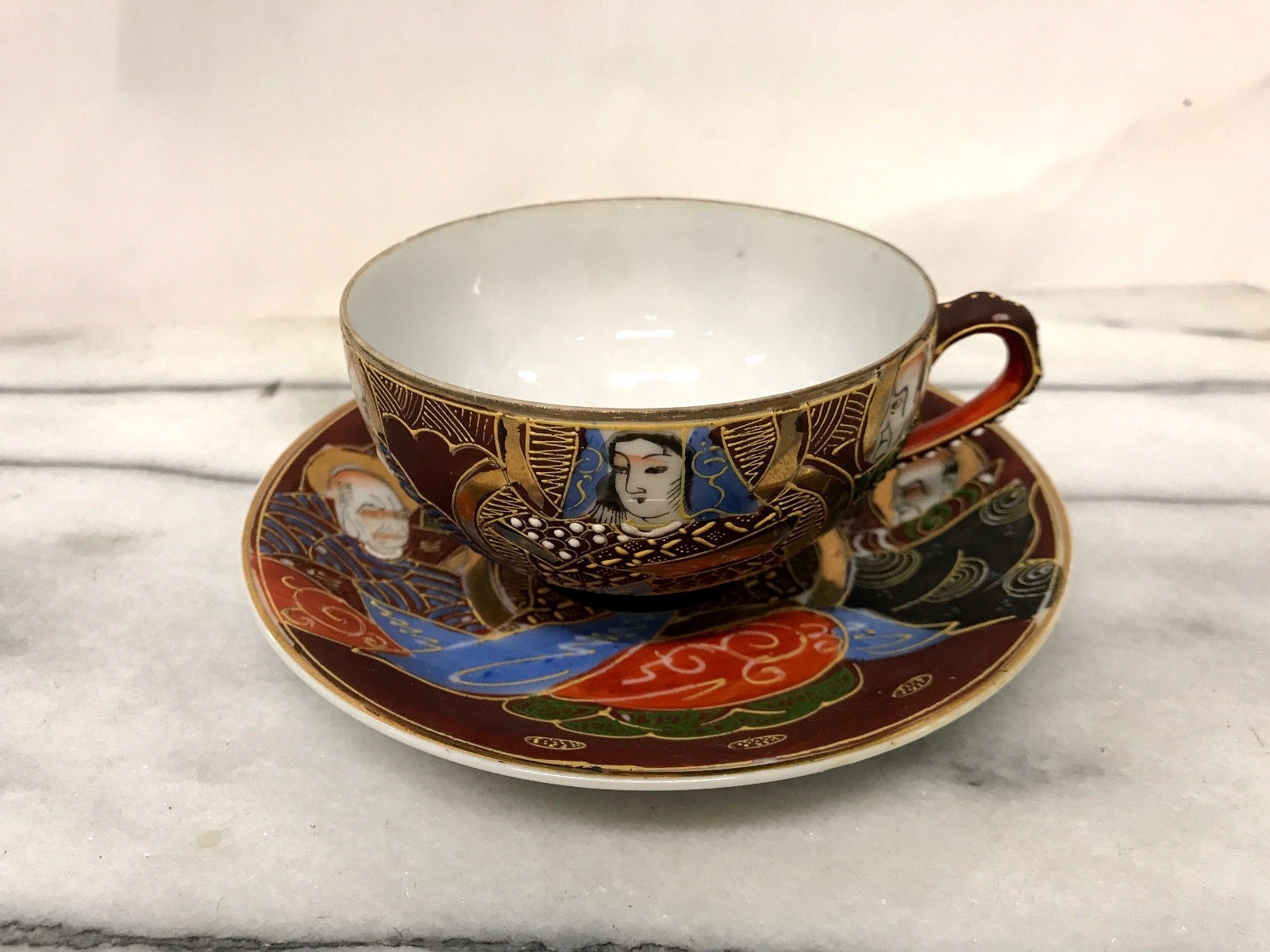 Japanese Hand Painted Tea Cup and Saucer - Colorful design - Vintage | eBay