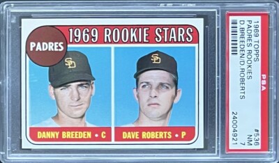 1969 TOPPS #536 ROOKIE STARS DANNY BREEDEN & DAVE ROBERTS PSA 7 NM ...
