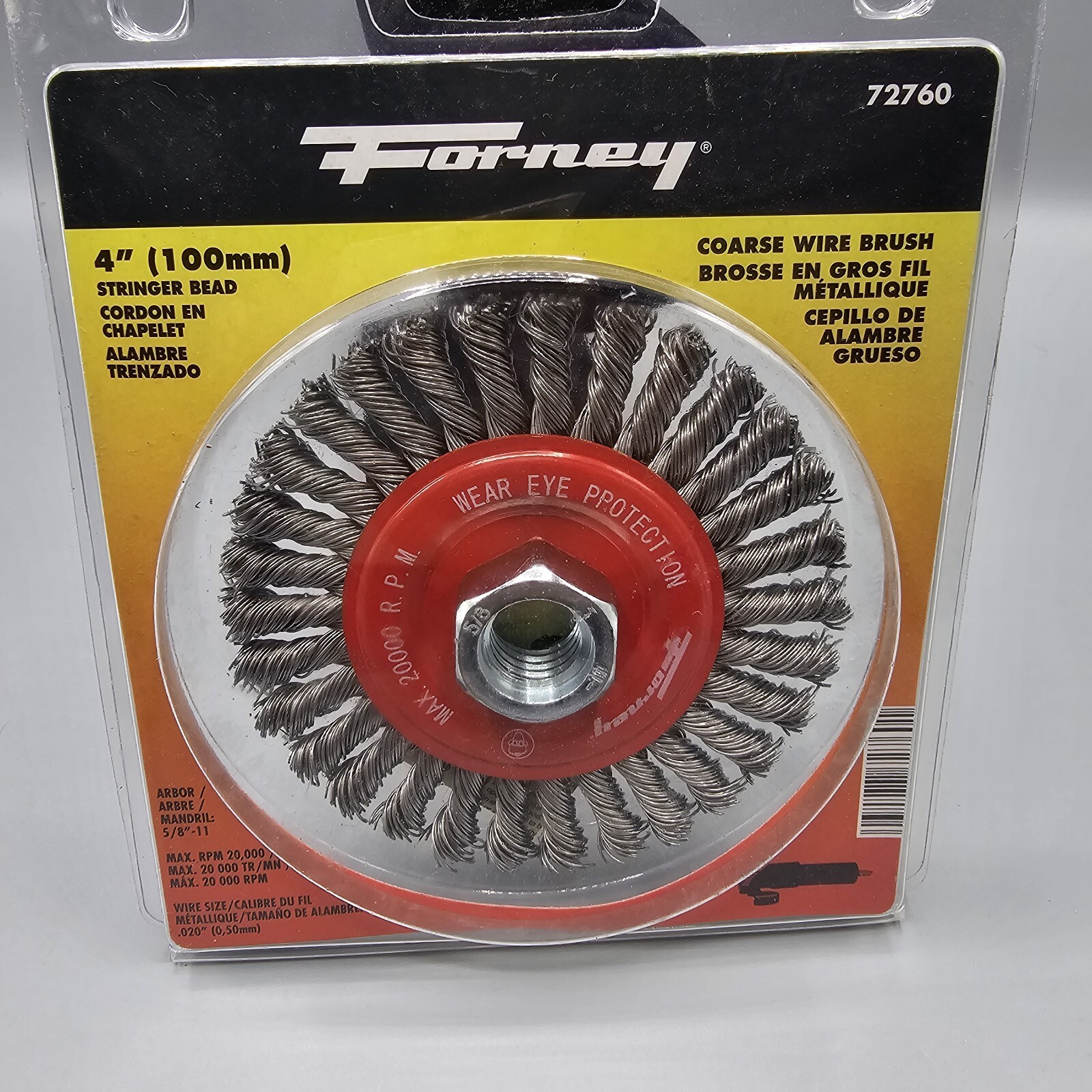 Forney Course Wire Brush Stringer Bead Twist 4" x .020 x 5/8"-11 ...
