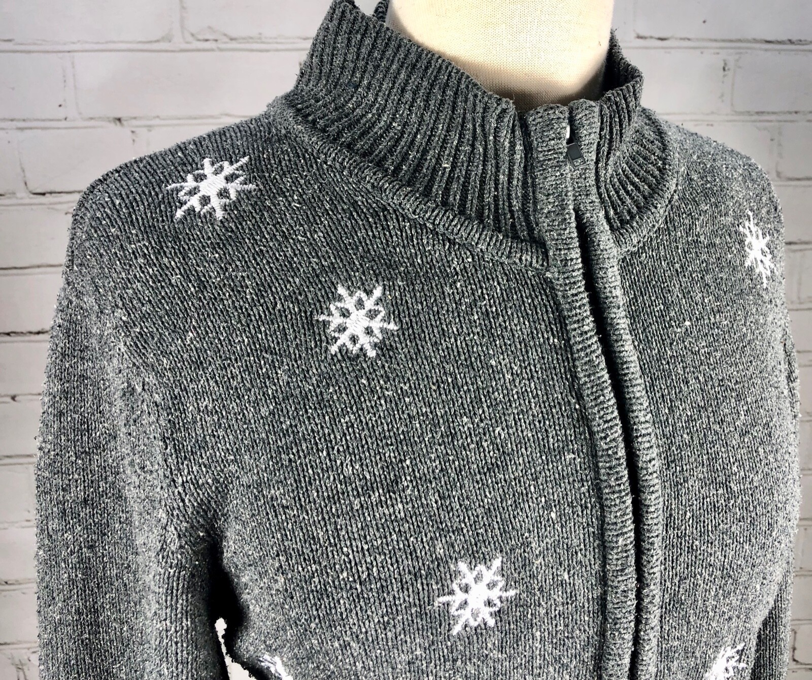 WINTERSILKS Full Zip Sweater Cardigan Jacket Women's XL Gray Winter ...