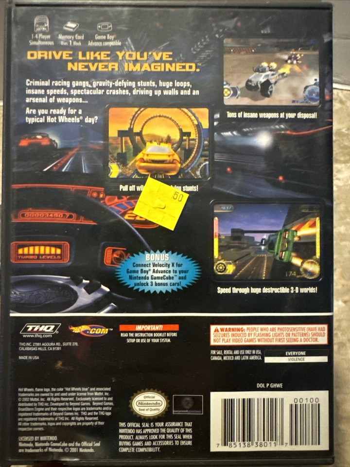 Hot Wheels: Velocity X (Nintendo GameCube, 2002) CIB 785138380117 | eBay