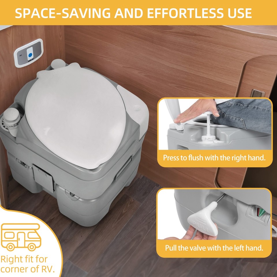 5.28G 20L RV Portable Toilet Press Flush Camping Trip Camper Van ...